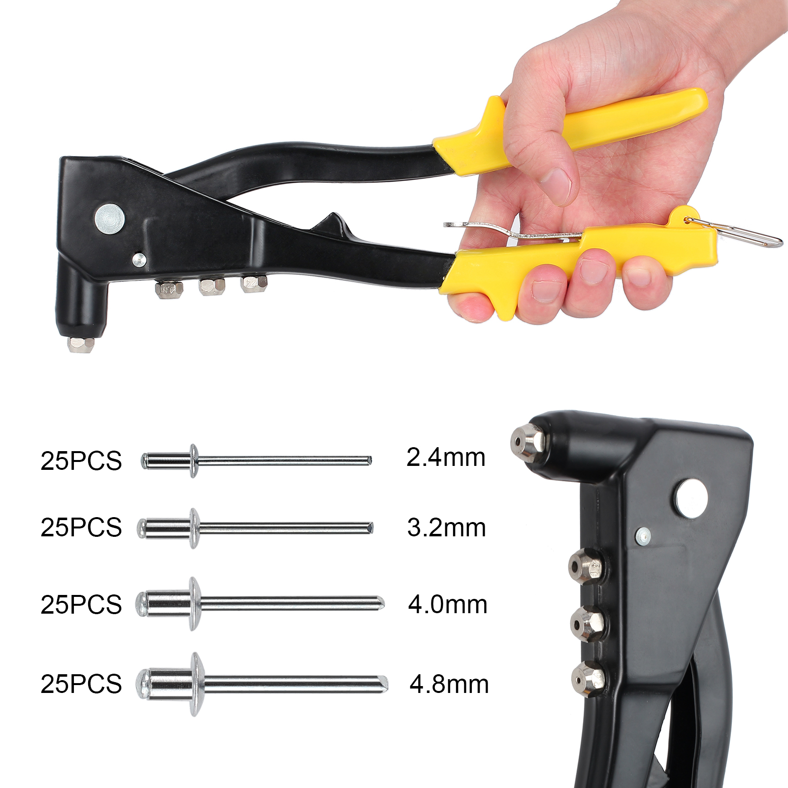 10 Professional Pop Rivet Gun W 200 Rivet Repair Tool Riveter Hand