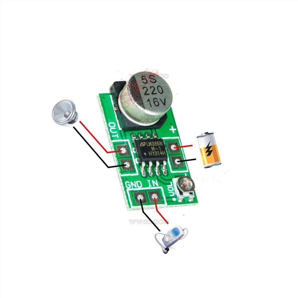 DC 3-12V Mini LM386 Micro Audio Power Amplifier Amp Board Module 750mW ...