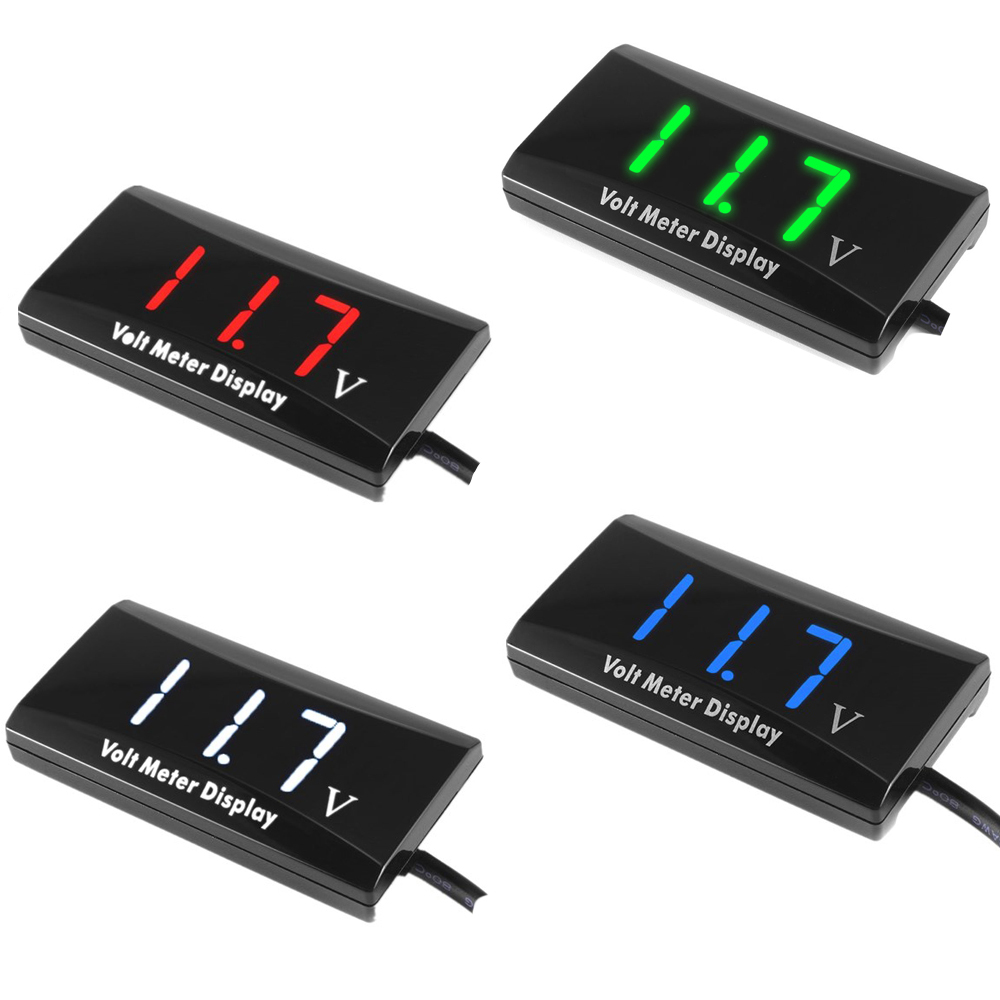 Digital LED Voltmeter Panel Volt Voltage Meter 12V Red/ Blue/Water Blue ...