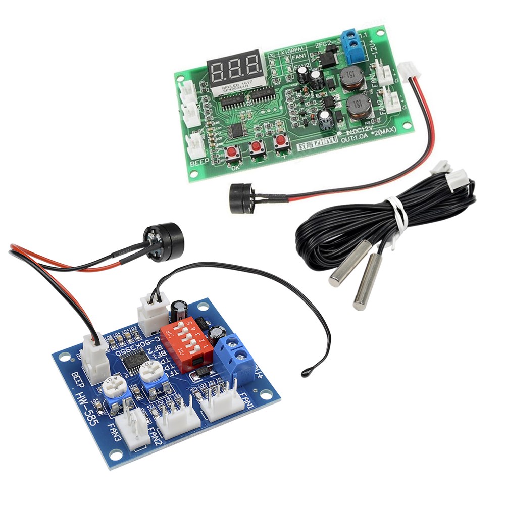 Dual Ways / PWM PC CPU Fan DC 12V Digital Temperature Control Speed ...
