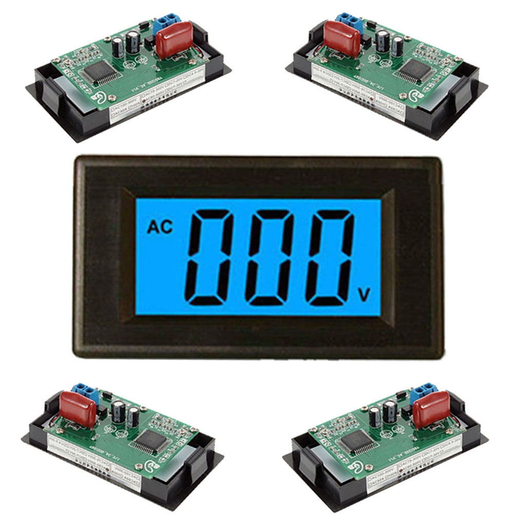 Digital Voltmeter Panel 2 or 4 wire AC 0-500V LCD Alternating Voltage ...