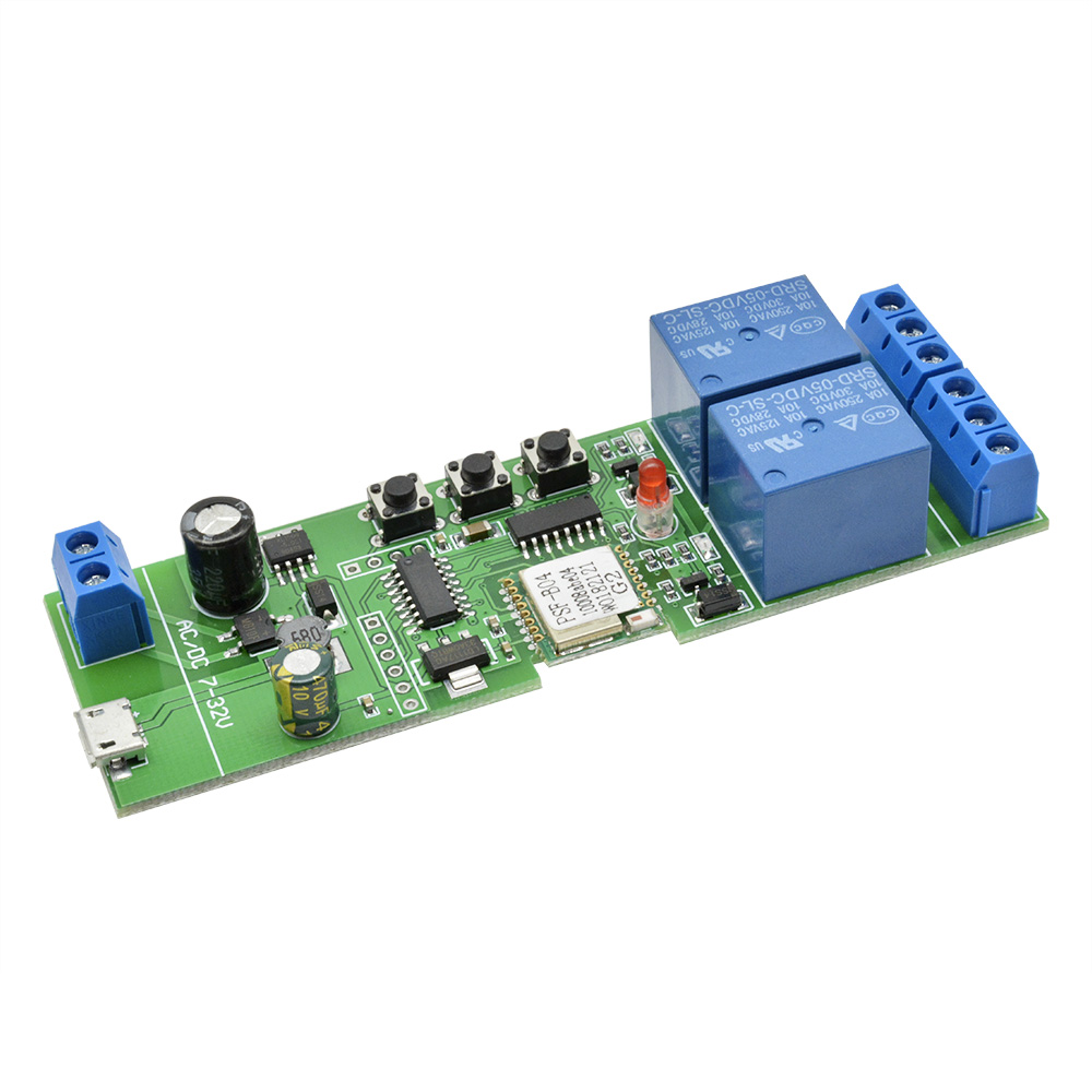 DC7-32V WiFi Smart Switch 2CH Relay Module APP Control For Garage Door ...