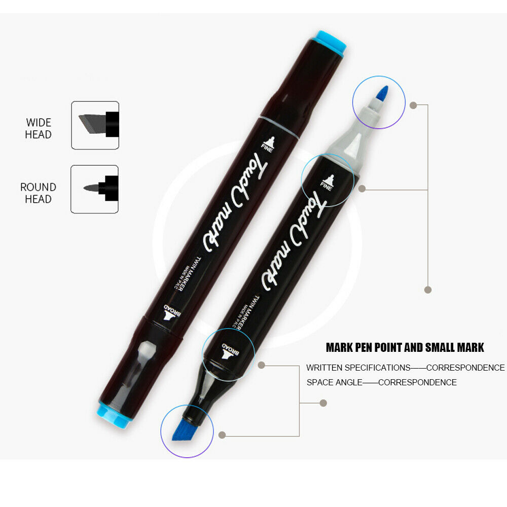 80PCS Marker Pen Set Dual Heads Graphic Artist Craft Sketch Copic TOUCH ...