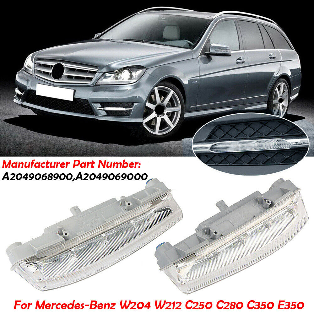 Pair Front Daytime DRL Fog Light Lamp For Mercedes-Benz W204 W212 C250 ...