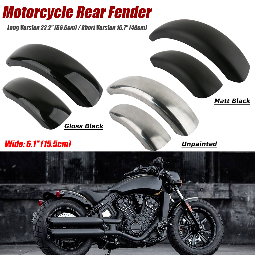 6.1'' Flat Motorcycle Rear Custom Steel Fender Black For Harley Bobber ...