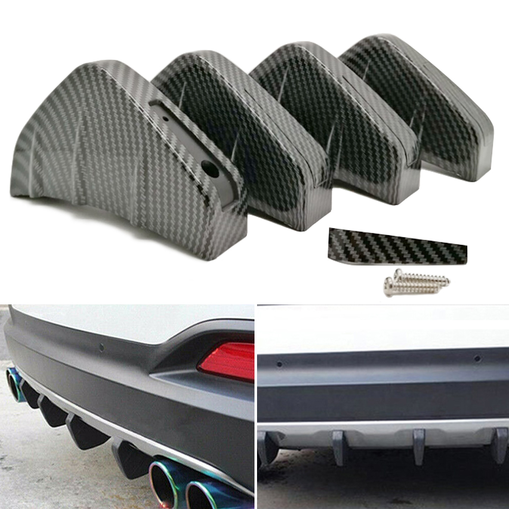 4PCS Car SUV Rear Bumper Spoiler Diffuser Shark Fin Protecter Cover ...