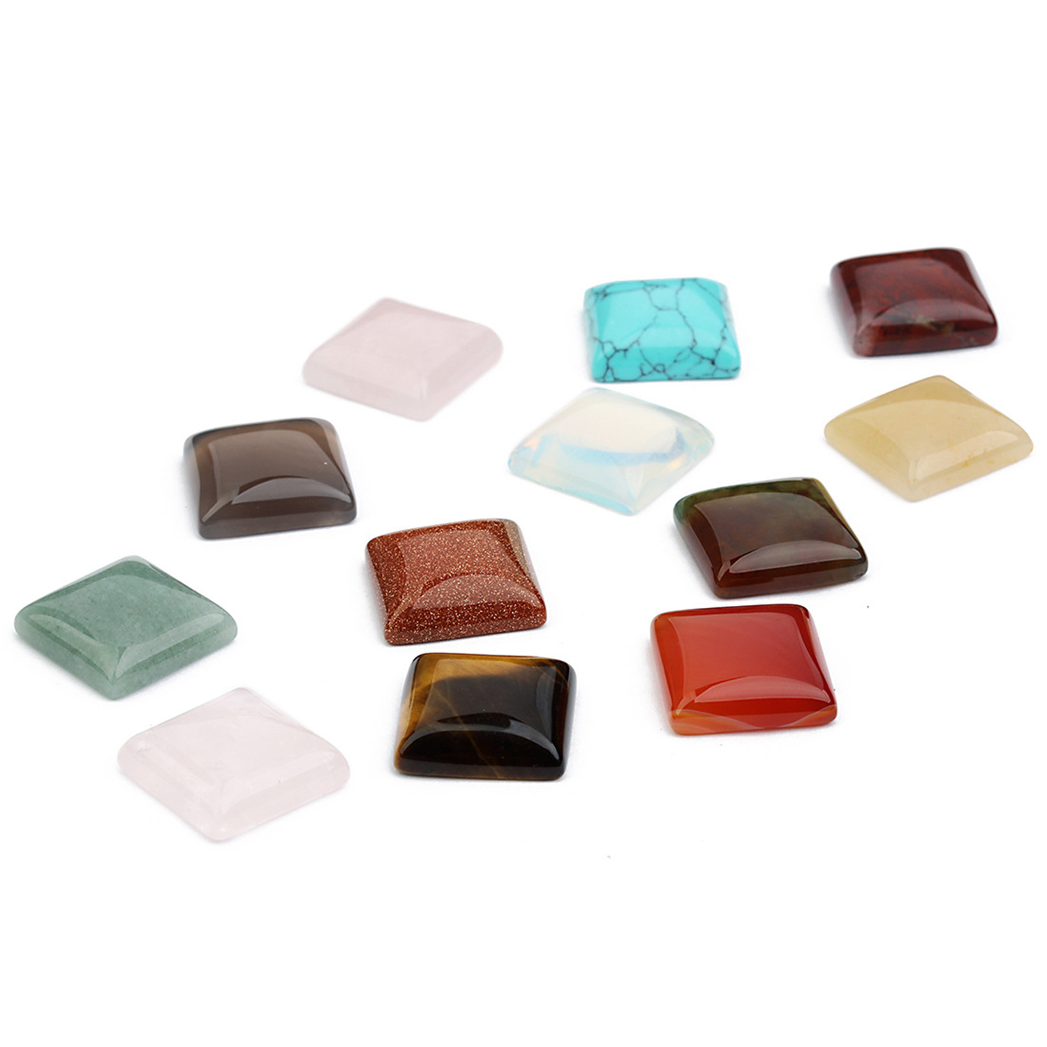 10 Style Square Cabochon Flatback Natural Healing Stone Gemstone Crafts ...