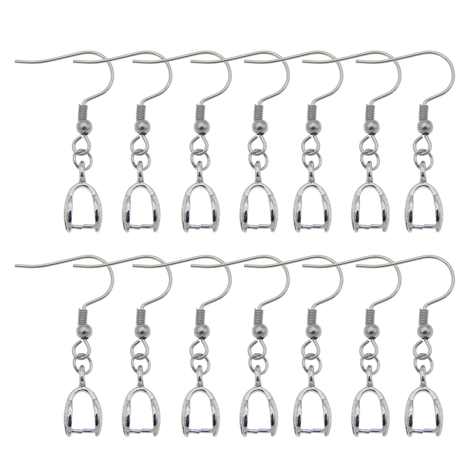 Lot of (x4) Silver Stainless Steel Pinch Clips Bails Earring Hooks Ear ...
