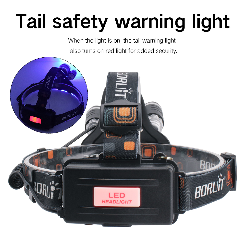 BORUiT RJ-3000 3xXM-L2 LED Headlamp Headlight USB Lamp 18650 Charger ...