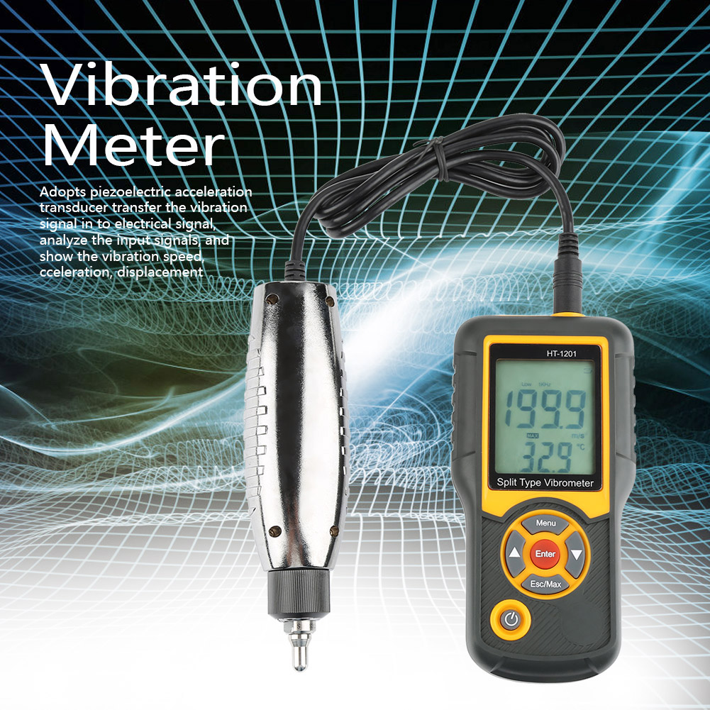 HT-1201 Digital Split Type Vibration Tachometer Meter Tester Vibrometer ...