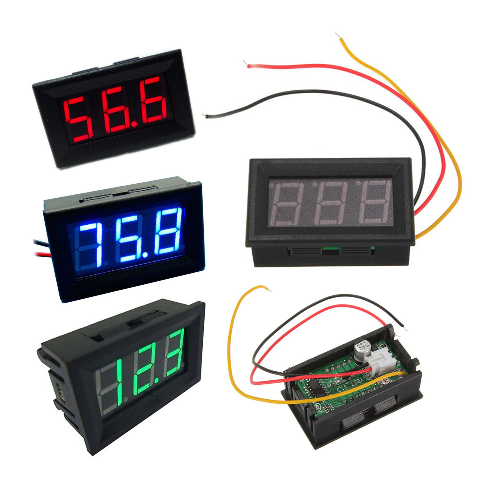 0.56"LED Voltmeter Digital Meter AC 70V-500V DC 0V-30V/0V-99.9V/5V-120V ...