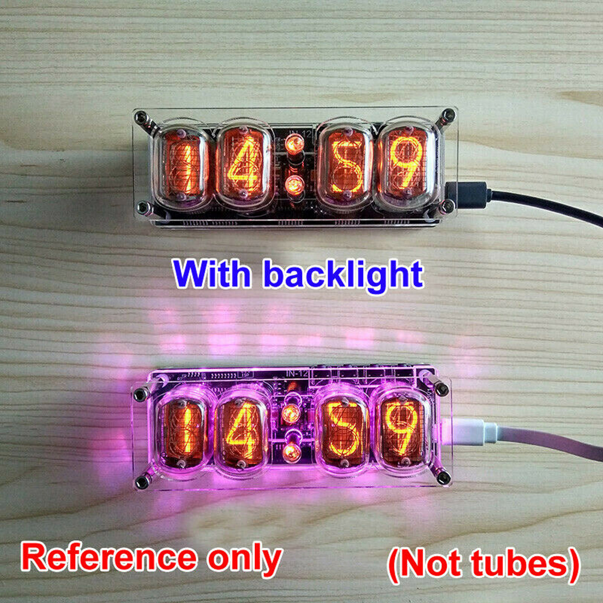 4-bit Glow Tube Clock Colorful IN-12A IN-12B DS3231 Nixie LED Backlight ...