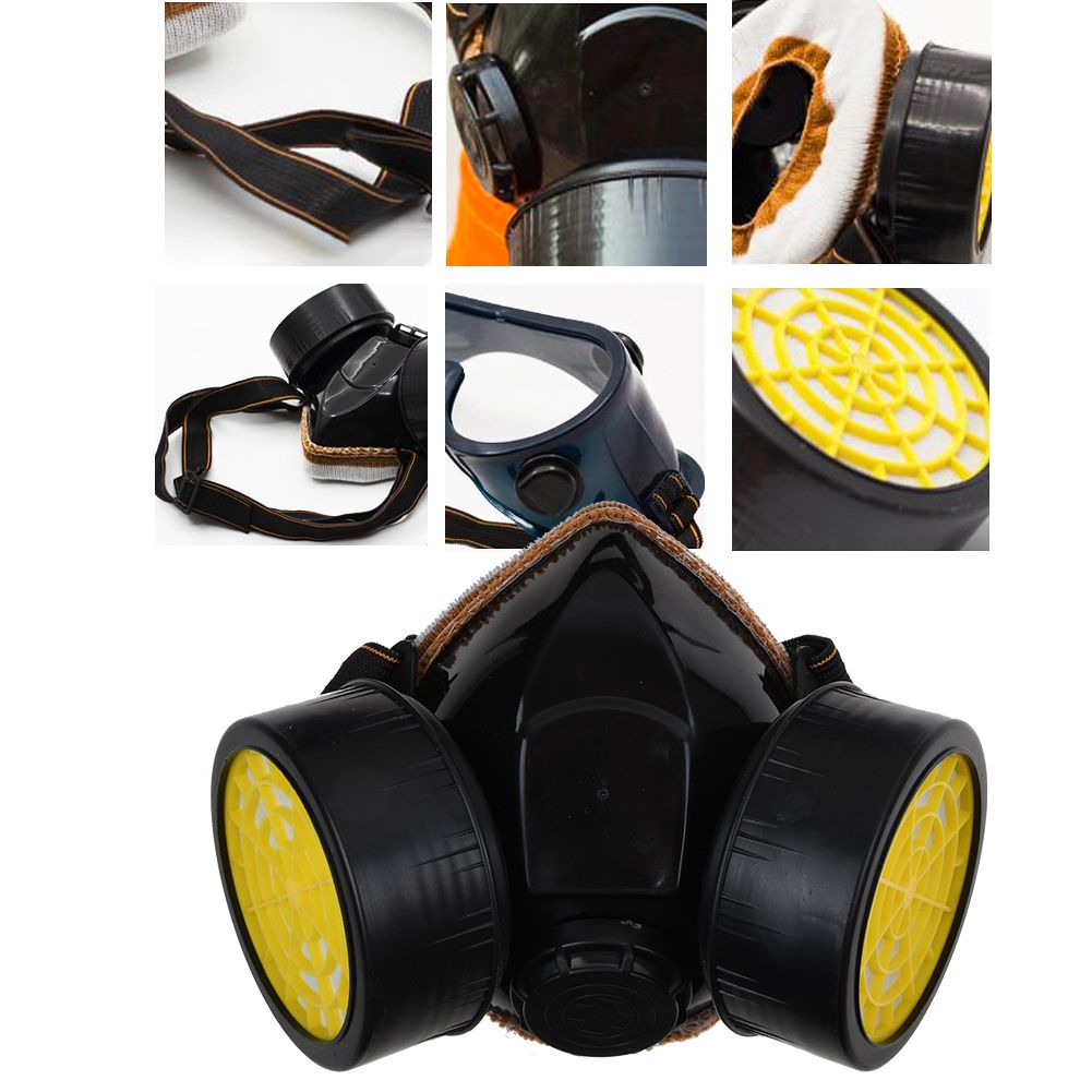 INDUSTRIAL CHEMICAL GAS ANTI-DUST SPRAY PAINT DUAL RESPIRATOR MASK WITH ...
