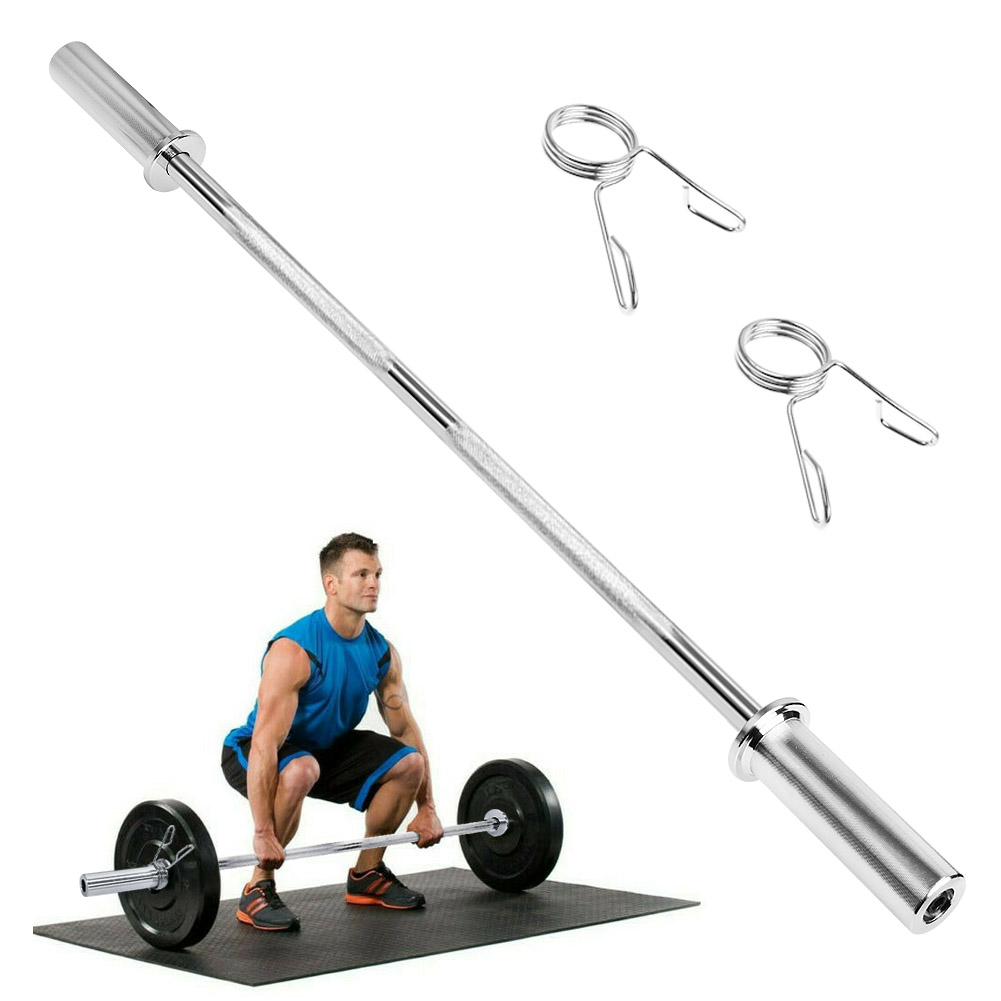 47" Chrome Straight Bar Olympic Barbell Weight lifting Bar Workout Gym ...