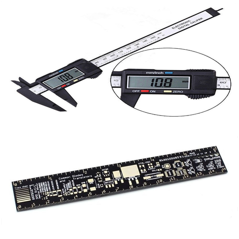 Carbon Fiber Vernier Caliper Gauge Micrometer+PCB Ruler for Electronic ...