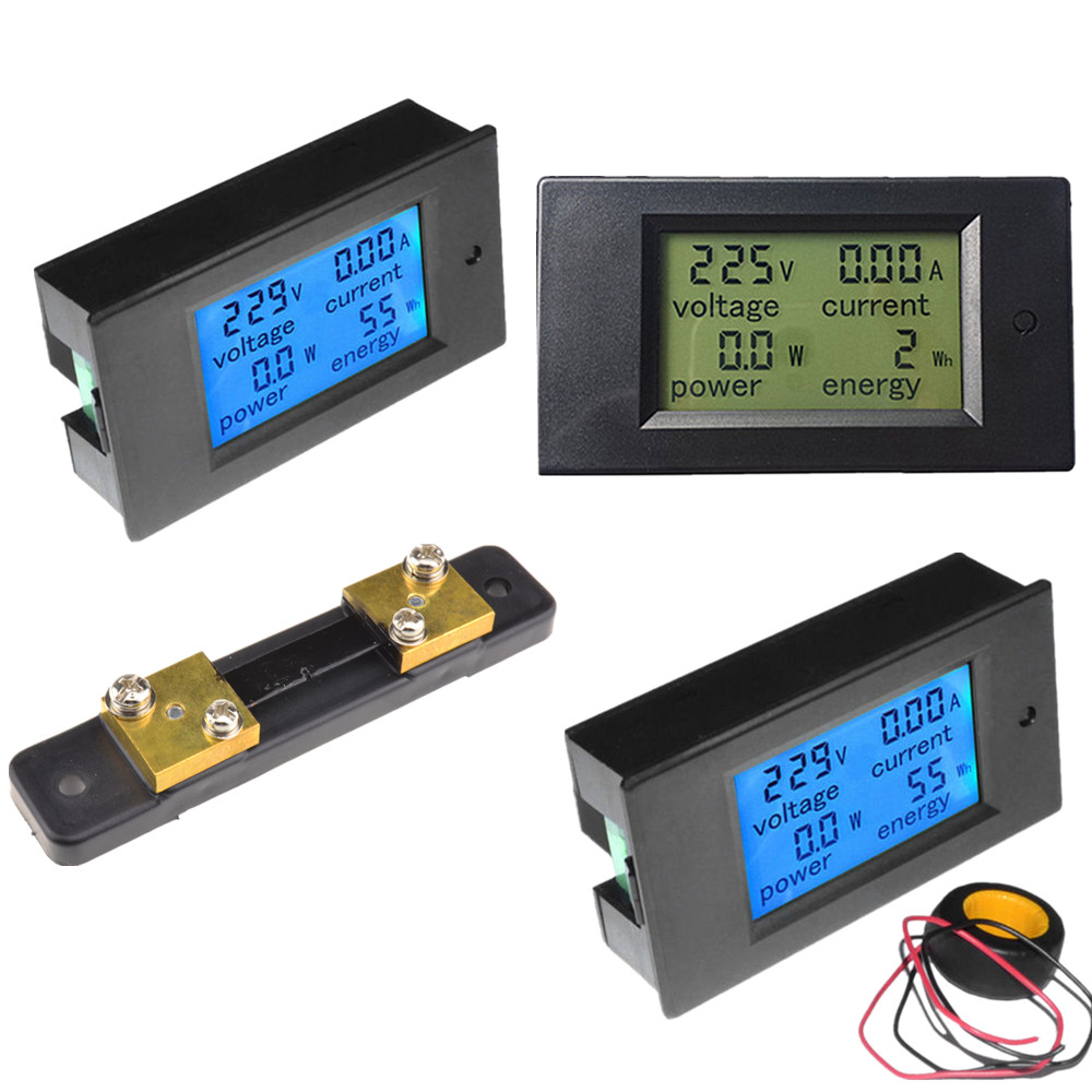 AC/DC 6.5~100V 20/50/100A LCD Combo Panel Display Volt Amp Power Watt ...