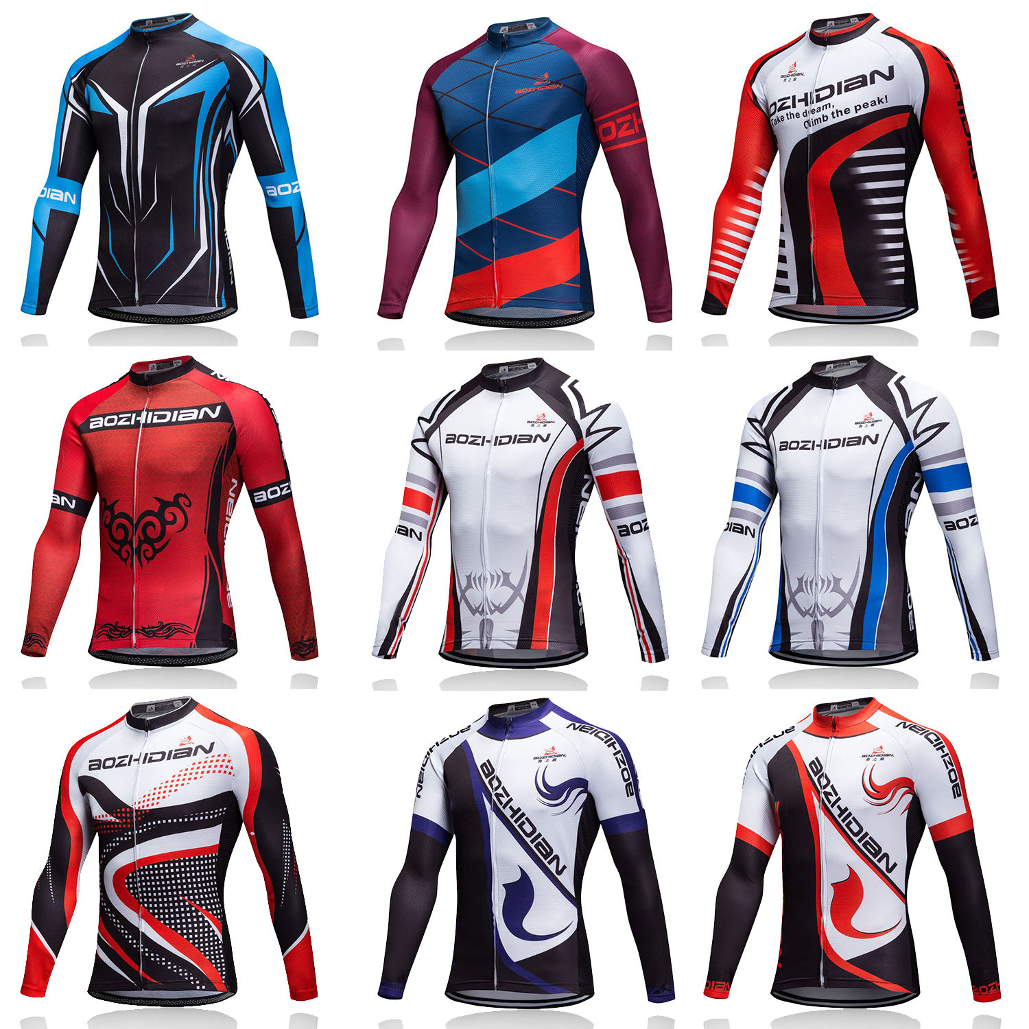 Men's Long Sleeve Bike Clothes Tops Bicycle Cycle Cycling Jersey Shirts ...