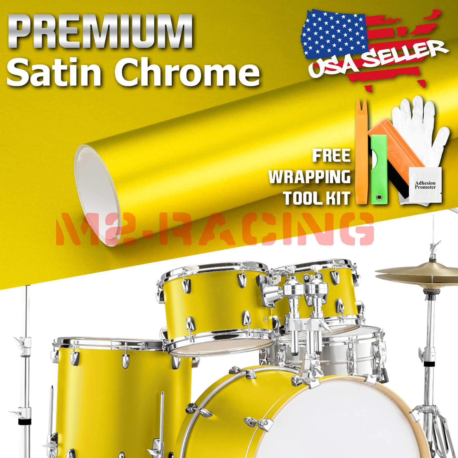 Drum Wrap Vinyl Kit Satin Chrome For Snare Kick Bass Tom WMP Shell Skin ...