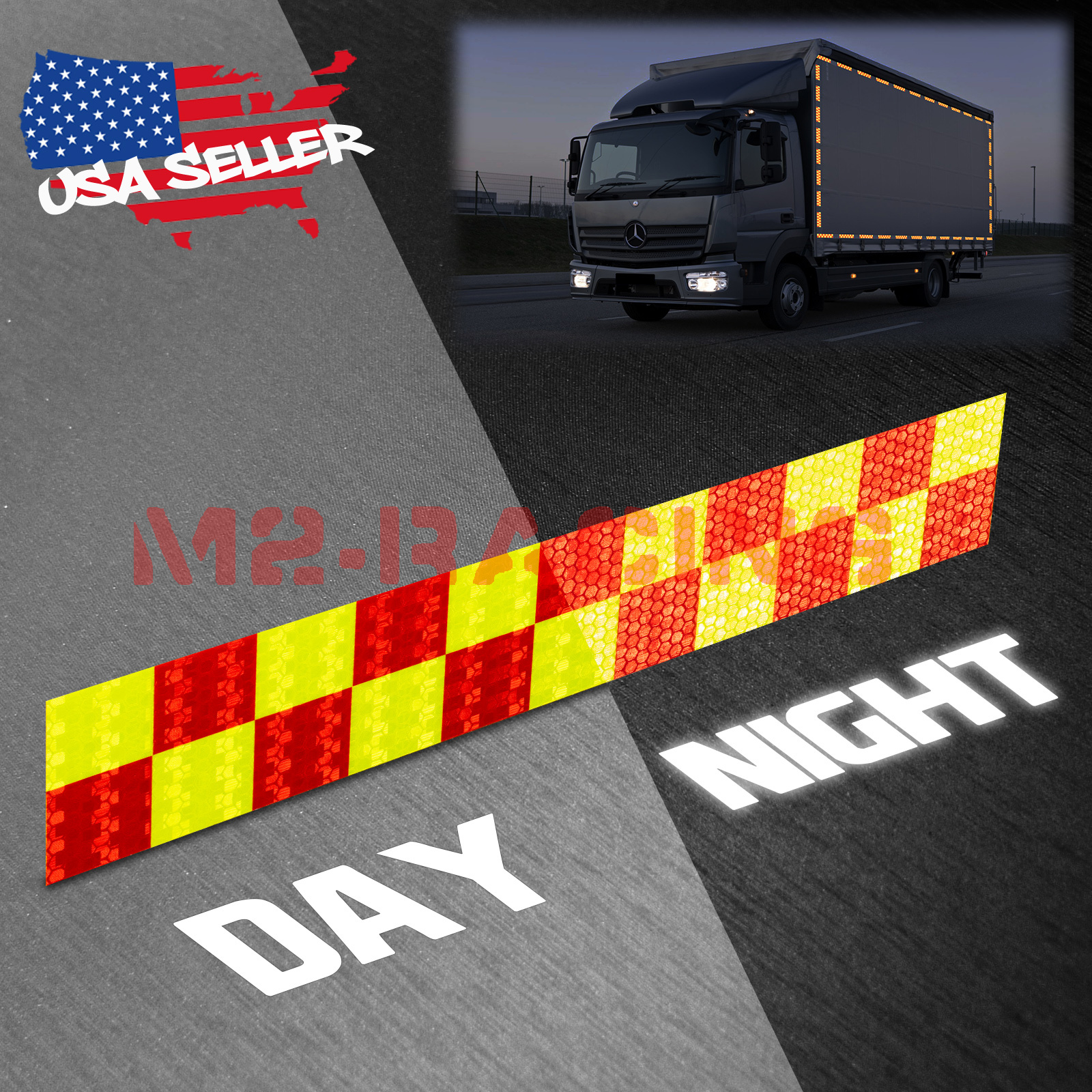 Safety Reflective Checkered Flag Sticker Stripe Warning Mark Bumper ...