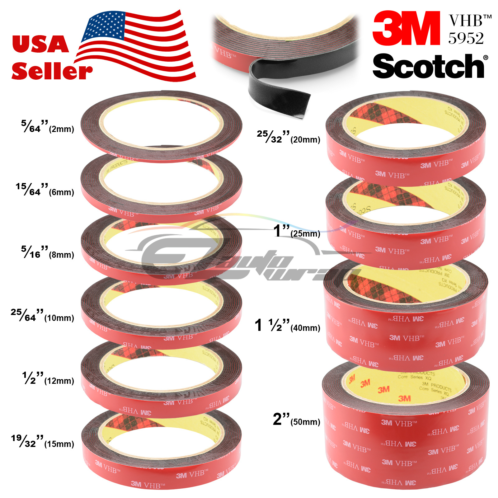 **35 Feet**Genuine 3M VHB #5952 Double-Sided Mounting Acrylic Foam Tape Adhesive | eBay