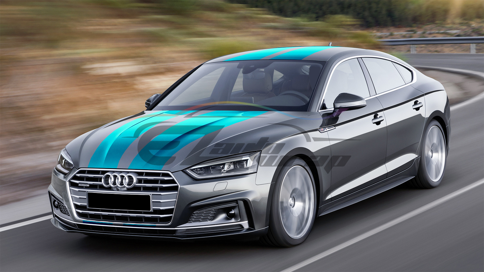 Gloss Color Racing Stripes Vinyl Wrap For Audi A5 Stripe Sticker 25FT ...