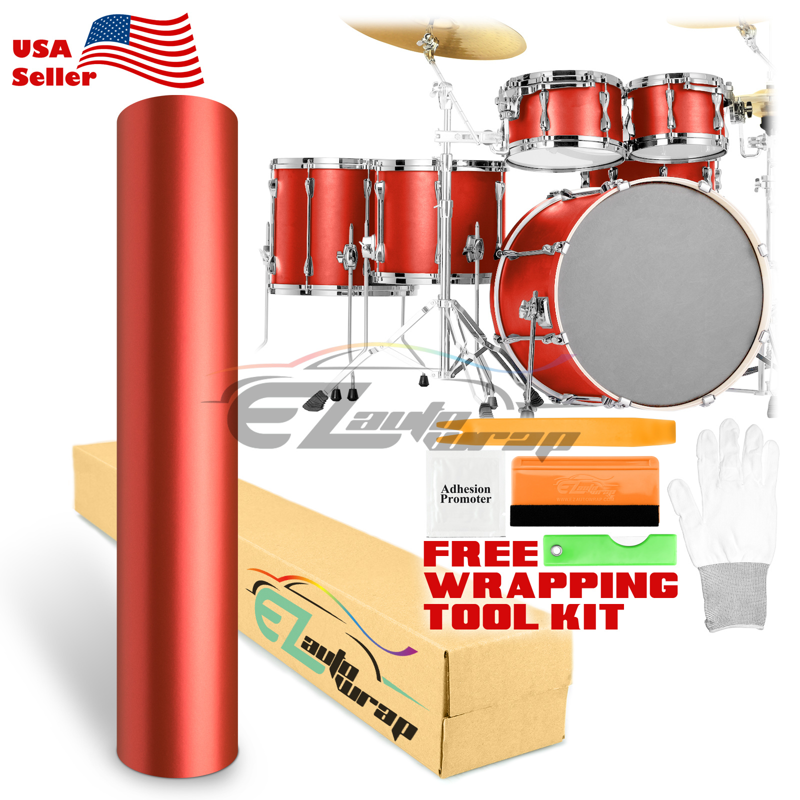 Drum Wrap Vinyl Kit Satin Chrome For Snare Kick Bass Tom WMP Shell Skin ...