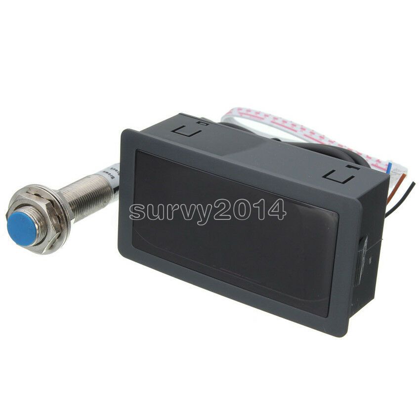 Tachometer 4 Digital LED Tach RPM Speed Meter With Hall Proximity ...