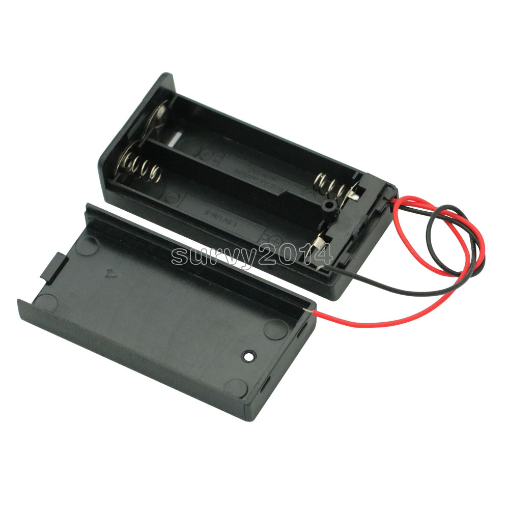 2 AA 2A Battery Holder Box Case with ON/OFF Switch and Cover for 2AA ...