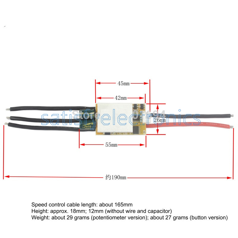 DC 12V 7-24V 3-phase Brushless Hallless Motor Pump Driver ESC Speed ...