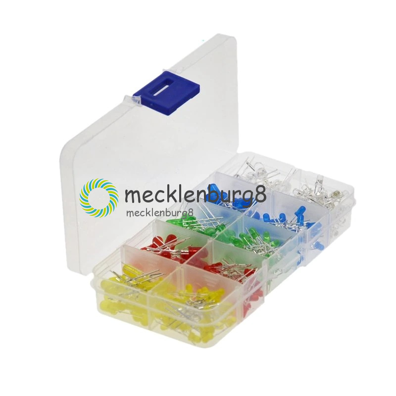 300Stk 5mm 3mm LED Sortiment rot grün gelb blau weiß Leuchtdioden Diode ...