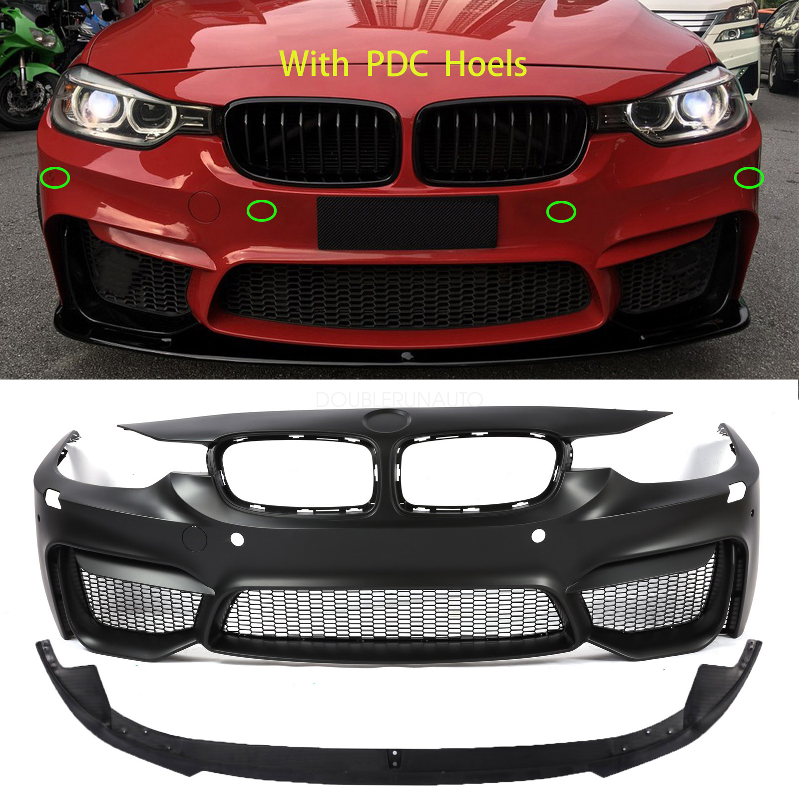 M3 Style Front Bumper Kit w/ Aero Lip For BMW F30 3-Series 12-18 With ...