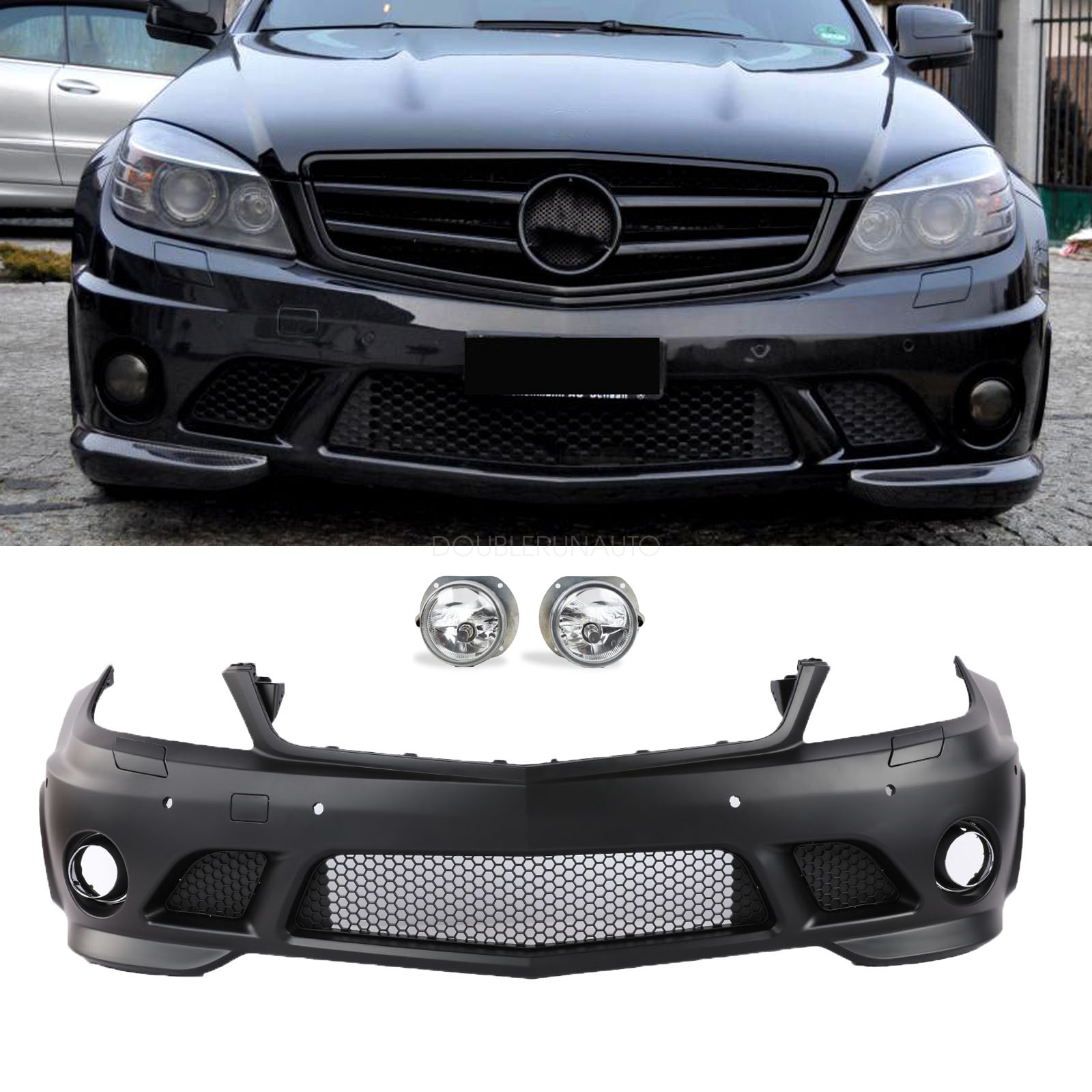 For Mercedes Benz W204 Front Bumper W/ PDC W/ Fog lights C Class C63 ...