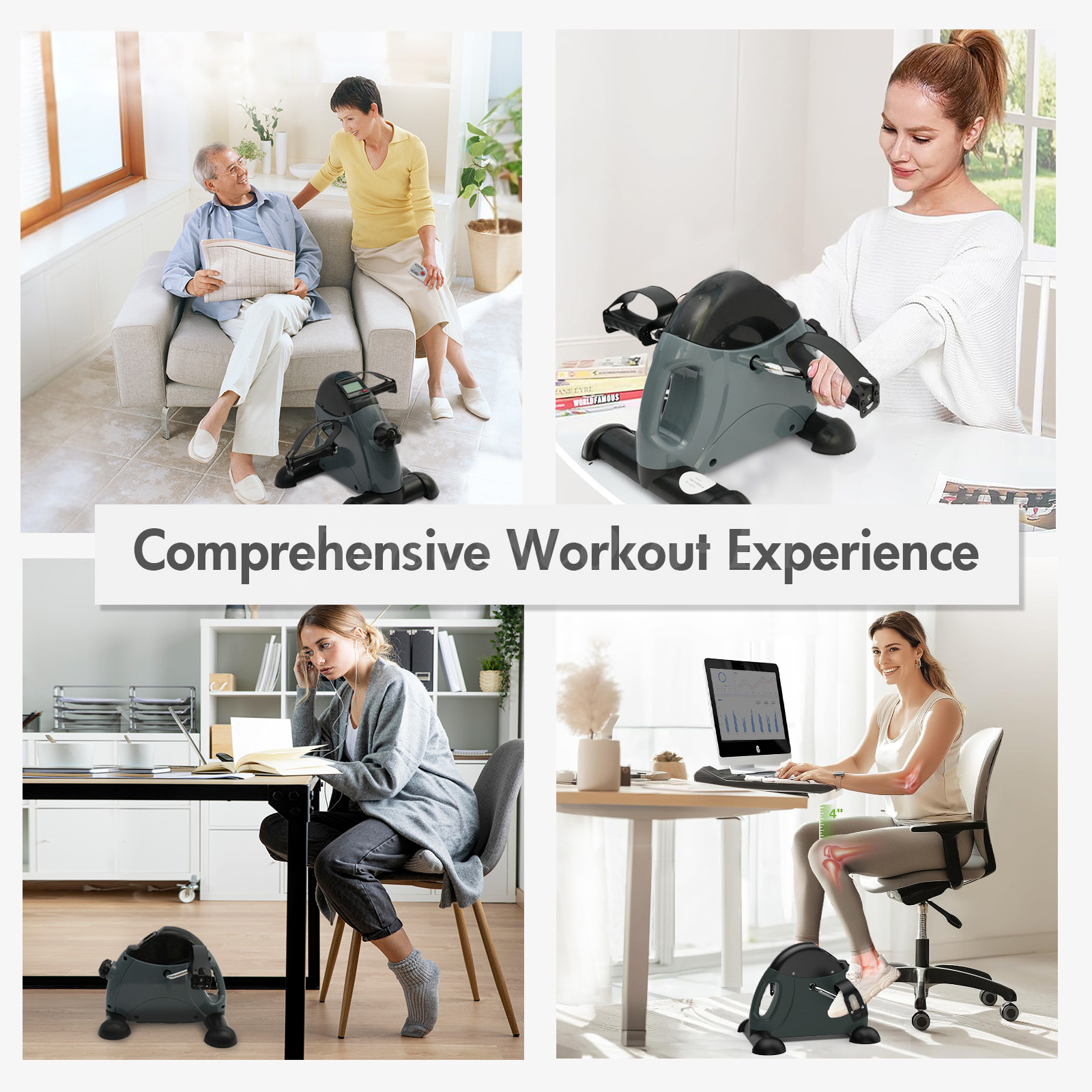 Under Desk Mini Exercise Bike Pedal Exerciser Cycle Arm Leg Peddler LCD ...