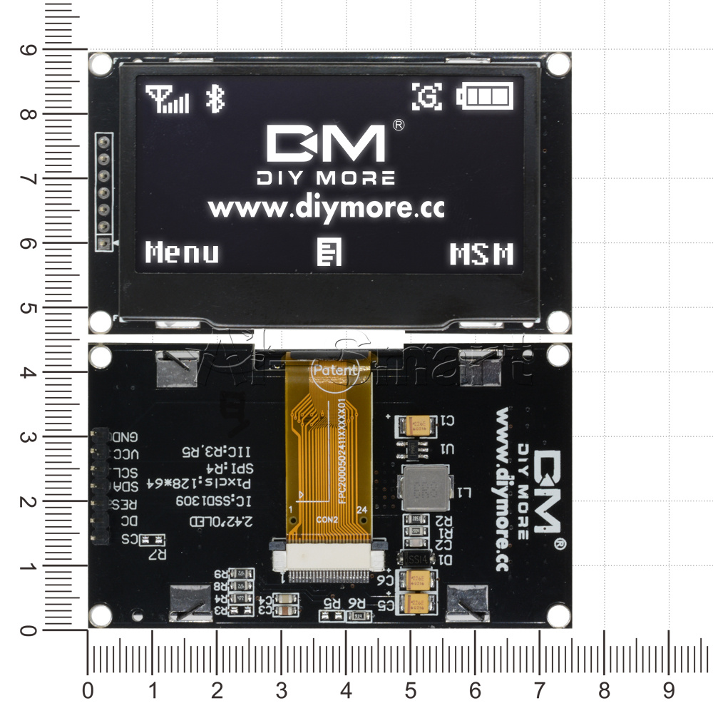 2.42" inch OLED White Display SSD1309 128x64 SPI Serial Port Module For ...