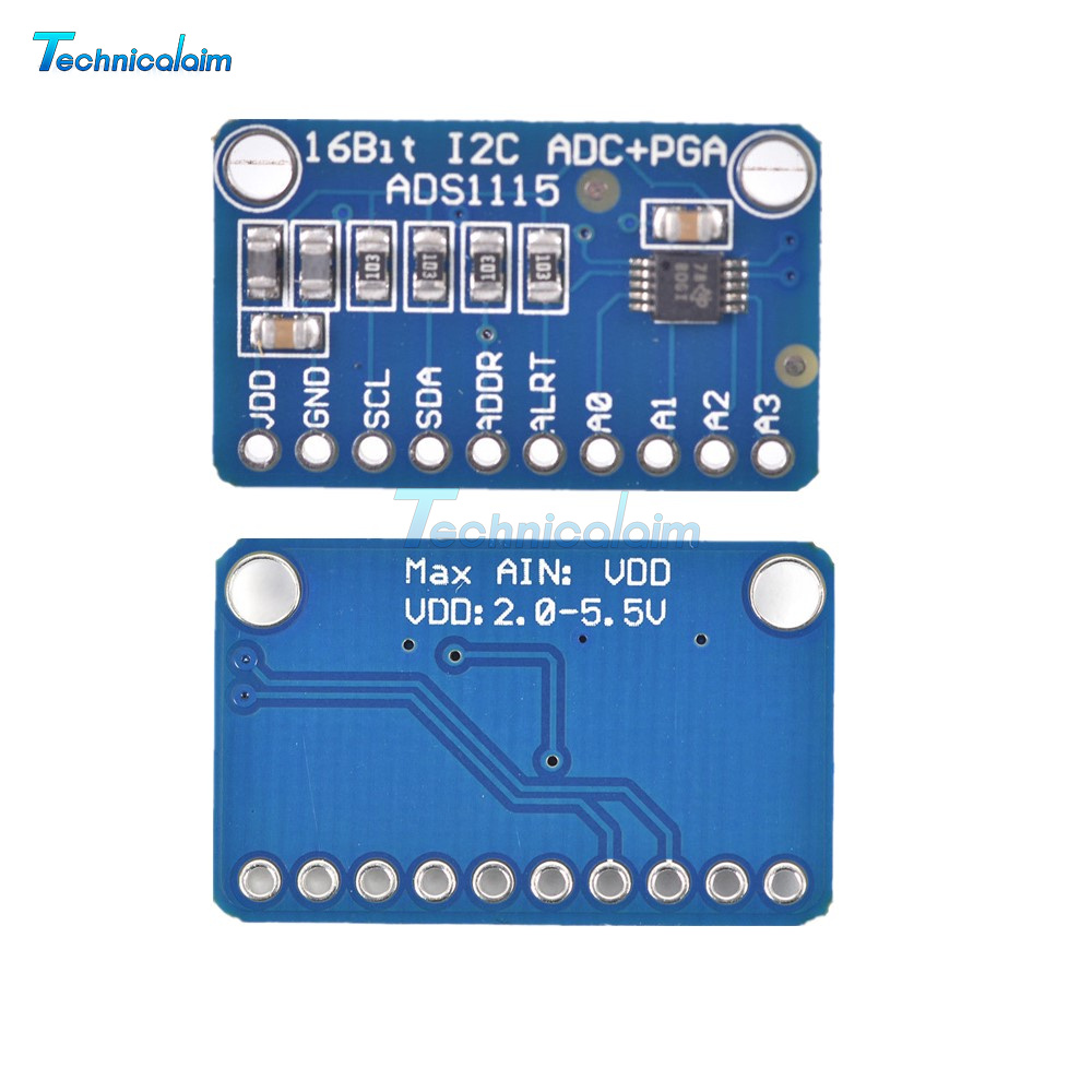 ADS1115 16 bit I2C 4 Channel ADC module with Pro RPi Gain Amplifier for ...