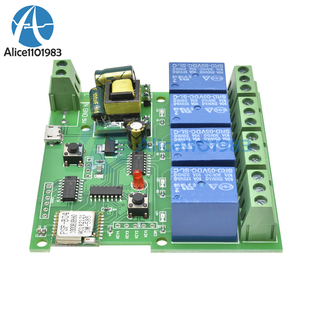 AC 220V 4 Channel WiFi Wireless Relay Delay Switch 4-way Control for ...
