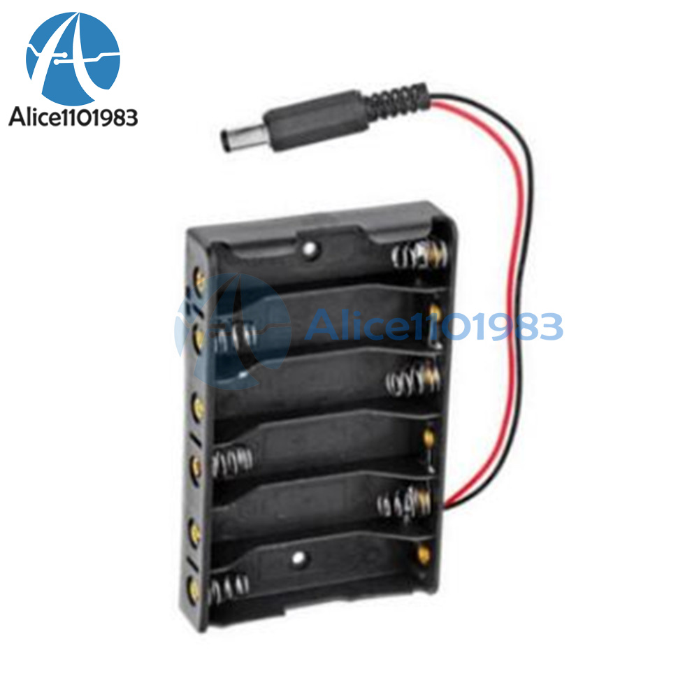 9v 6xaa 6 Aa Battery Holder Box Case With Dc 2 1 Power Jack Wire Lead