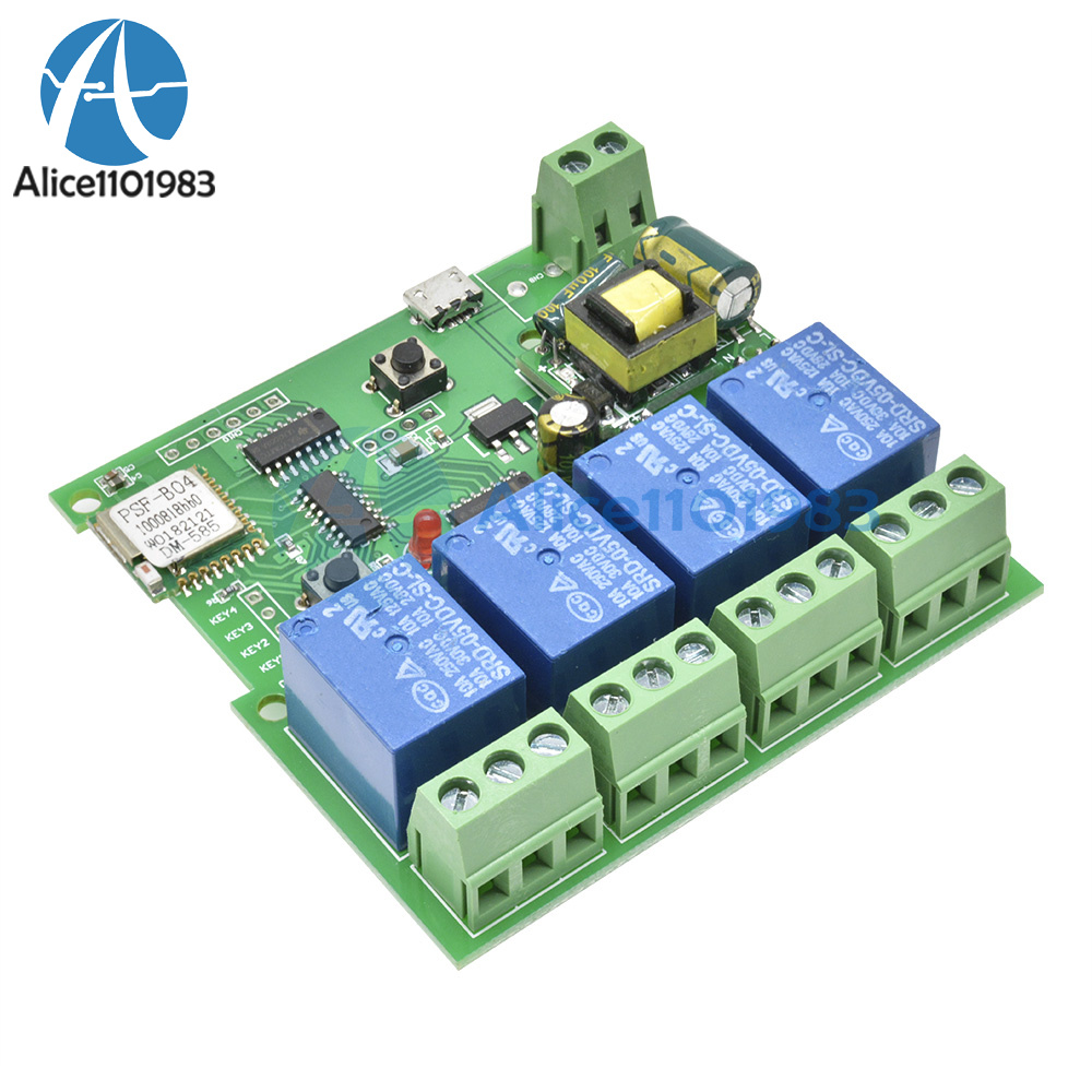 AC 220V 4 Channel WiFi Wireless Relay Delay Switch 4-way Control for ...
