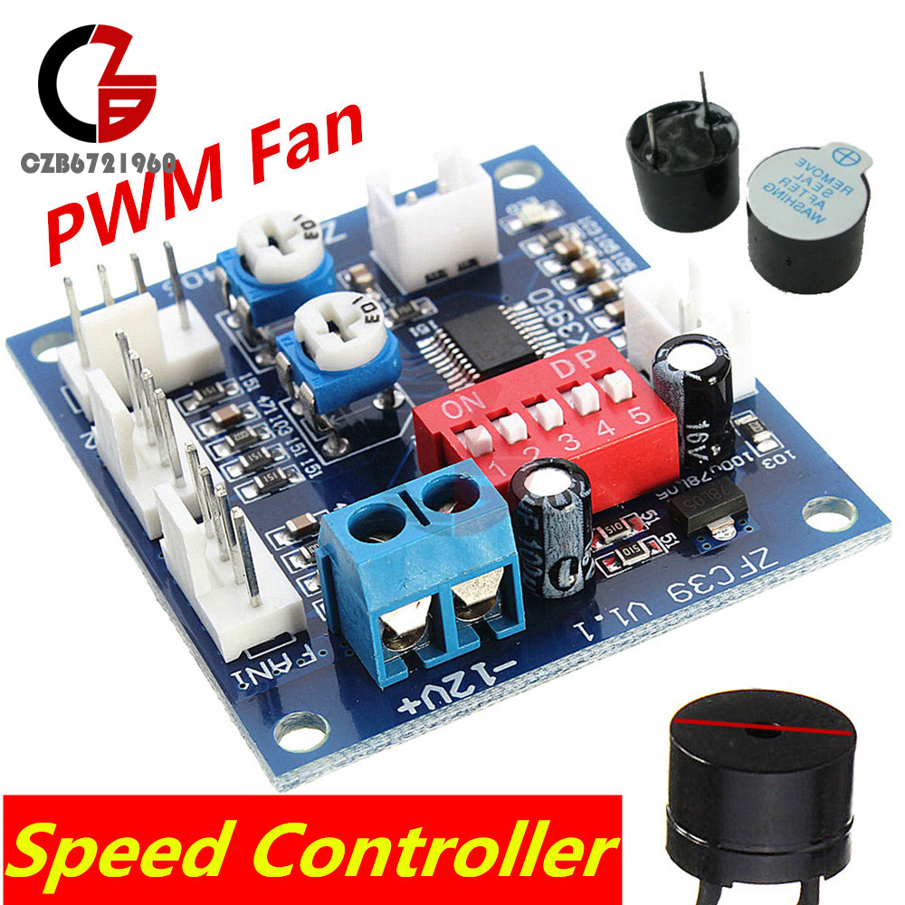 12V Temperature Regulator PWM Fan Speed Controller High Temp Alarm + 5V ...