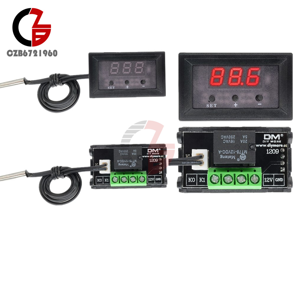 W1209WK W1209 Digital 12V Thermostat Temperature Controller w/ NTC ...