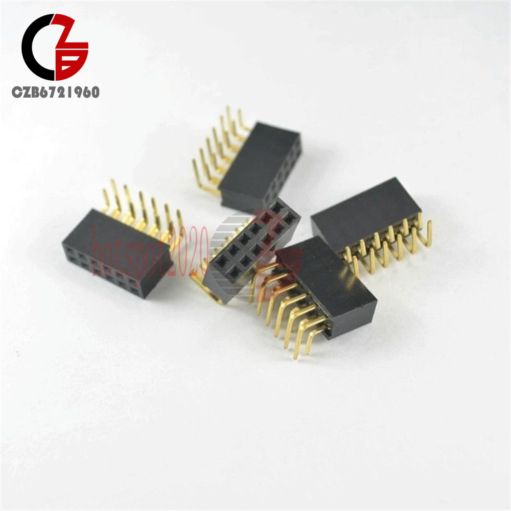 2x4~2x20 Pin Header 2.54mm Pitch Connector Right Angle Female Double ...