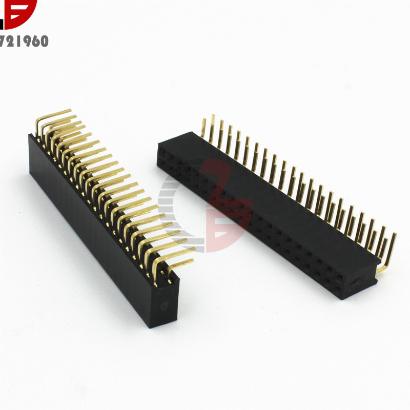 2x4~2x20 Pin Header 2.54mm Pitch Connector Right Angle Female Double ...