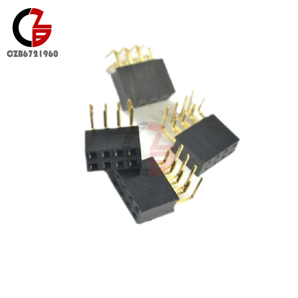 2x4~2x20 Pin Header 2.54mm Pitch Connector Right Angle Female Double ...