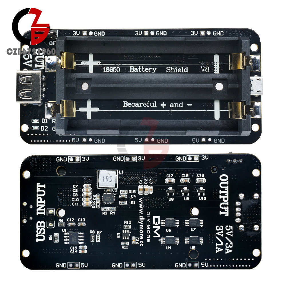 Dual Volt 3v5v 18650 Battery Shield V8 For Arduino Esp32 Wifi Esp8266