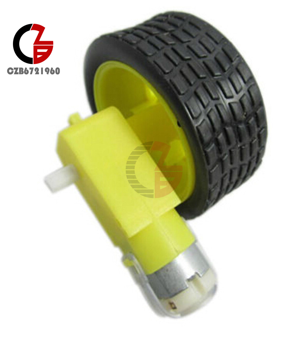 Arduino Smart Car Robot 65x26mm Plastic Tire Wheel w/ DC 3-6V Gear ...