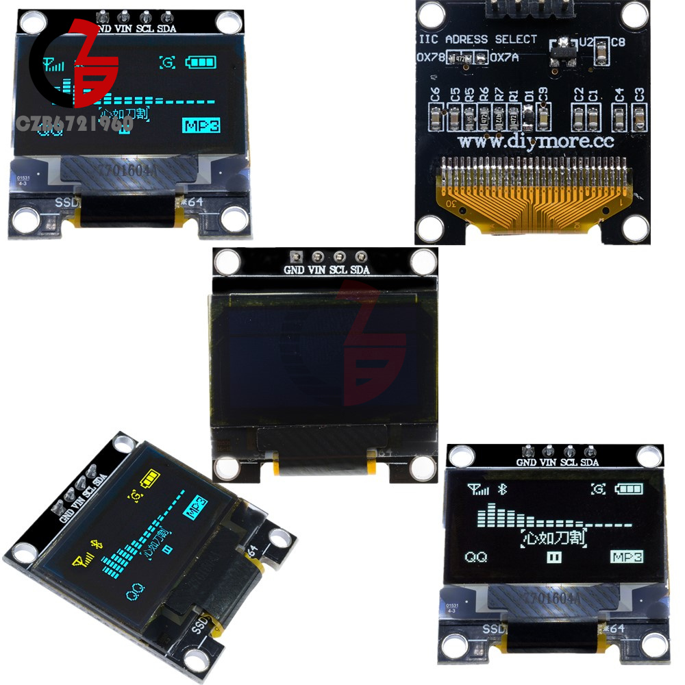096i2c Iic Serial 128x64 Oled Lcd Led Display Module Ssd1306 Yellow Bluewhite Ebay