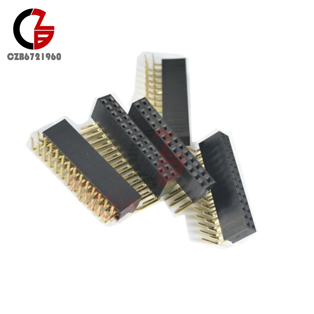 2x4~2x20 Pin Header 2.54mm Pitch Connector Right Angle Female Double ...