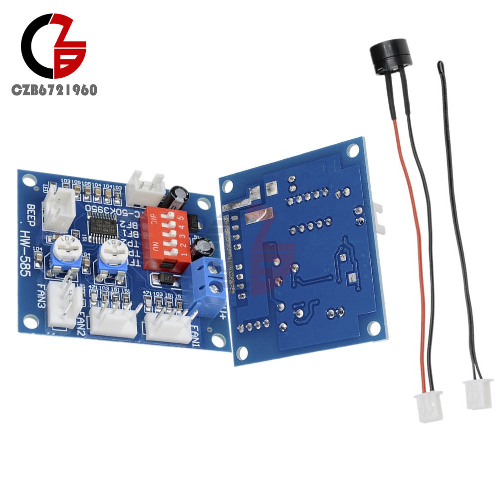DC 12V Fan Temperature Control Speed Controller CPU High-Temp Alarm PWM ...