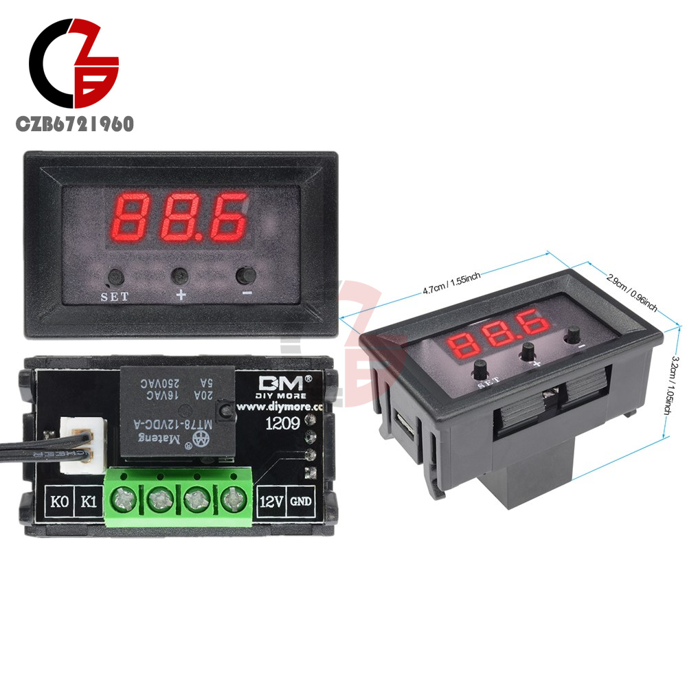 W1209WK W1209 Digital 12V Thermostat Temperature Controller w/ NTC ...