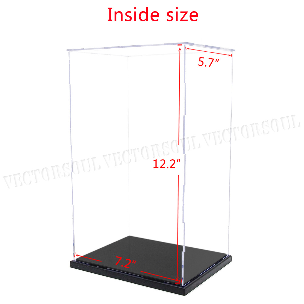 UK Perspex Acrylic Display Case 31cm H Box Plastic Base Dustproof ...